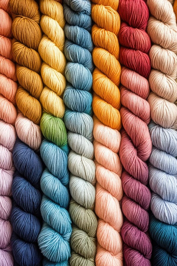 A Collection of Vibrant Yarns Displayed Neatly in a Row, Ideal for Use ...