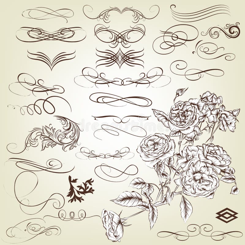 Collection of Vintage Calligraphic Design Elements and Page Decorations ... Collection of Vintage Calligraphic Design Elements and Page Decorations ...