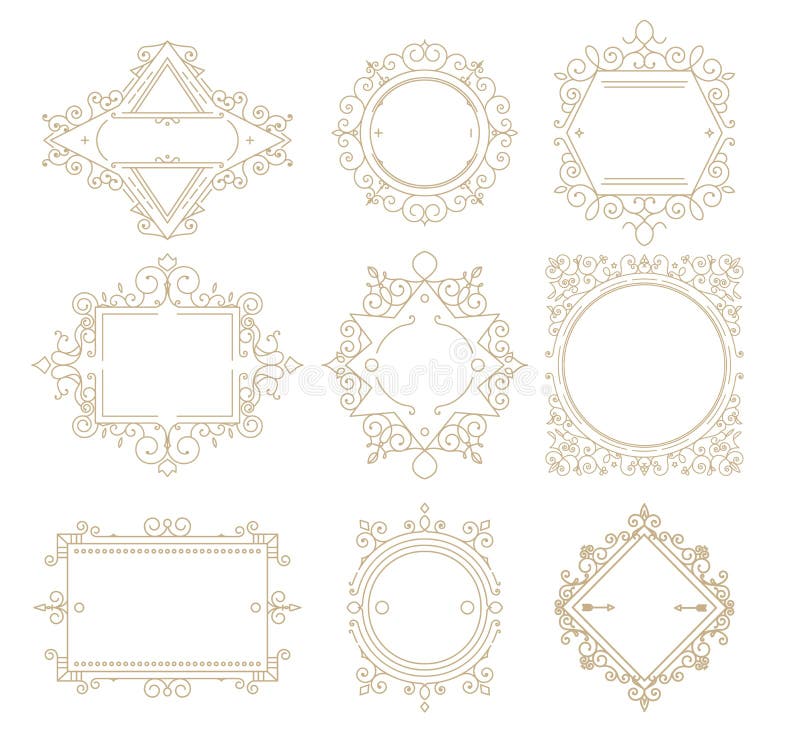 Collection of Vintage Classic Frames. Set Frames for Your Text O Stock ...