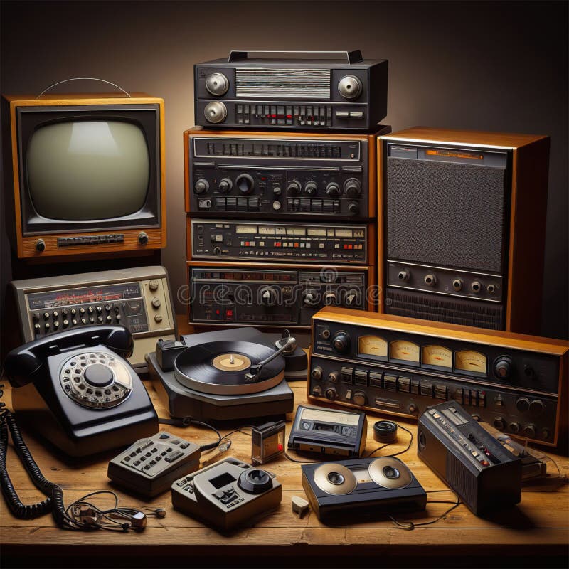 A Collection of Vintage Electronic Objects from the 1970s Stock ...