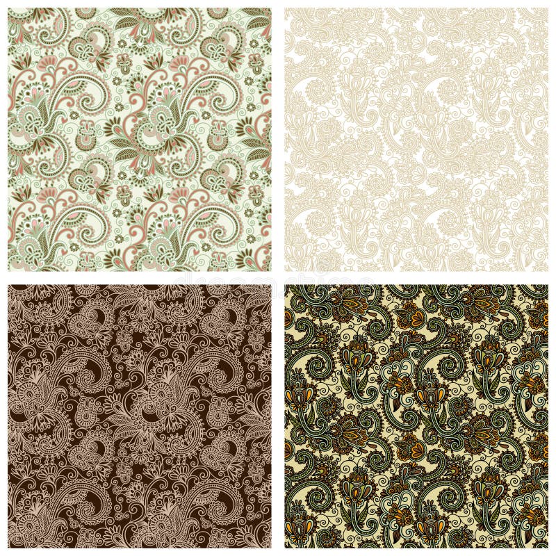 Collection of Vintage Floral Seamless Pattern Stock Vector ...