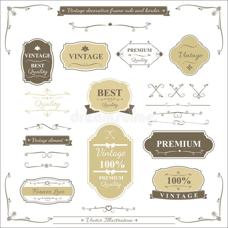 Collection of Vintage Frame Border Rule and Design Element Stock Vector ...