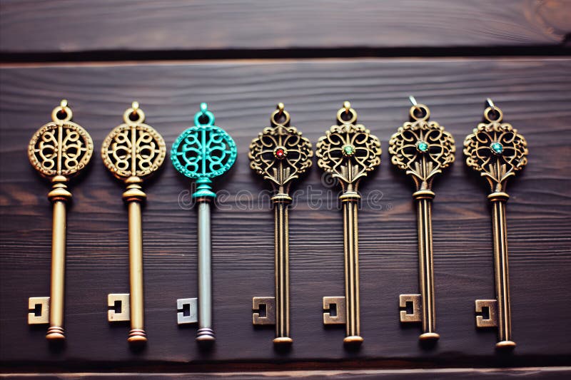 Collection of Vintage Keys Arranged Beautifully on a Table Stock ...