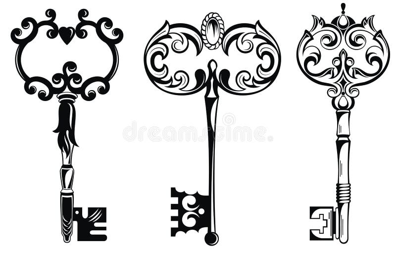 Collection of antique keys stock vector. Illustration of access - 15684590