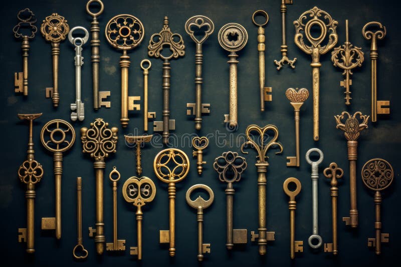 A Collection of Vintage Keys of Various Shapes and Sizes Stock ...