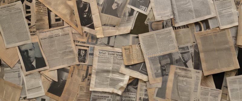 Collection of Vintage Newspapers Spread Out Stock Image - Image of ...