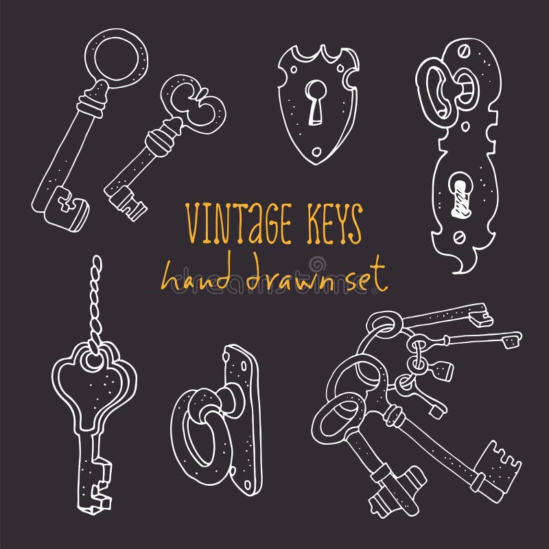 Collection of Vintage Old Keys Stock Vector - Illustration of antique ...