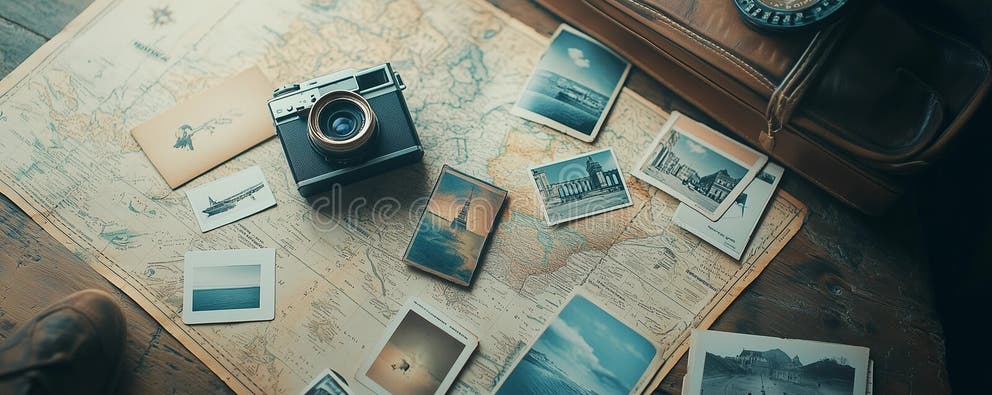 Collection of Vintage Postcards from Various Cities Arranged Around a ...