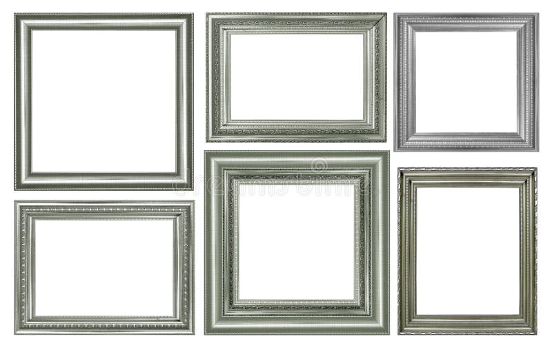 Collection of Vintage Silver and Wood Picture Frame, Isolated on White ...