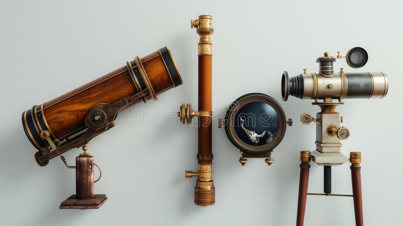 A Collection of Vintage Telescopes and Optical Instruments Evoke the ...