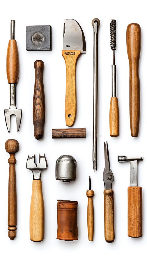 Collection of Vintage Tools on White Background Individually ...