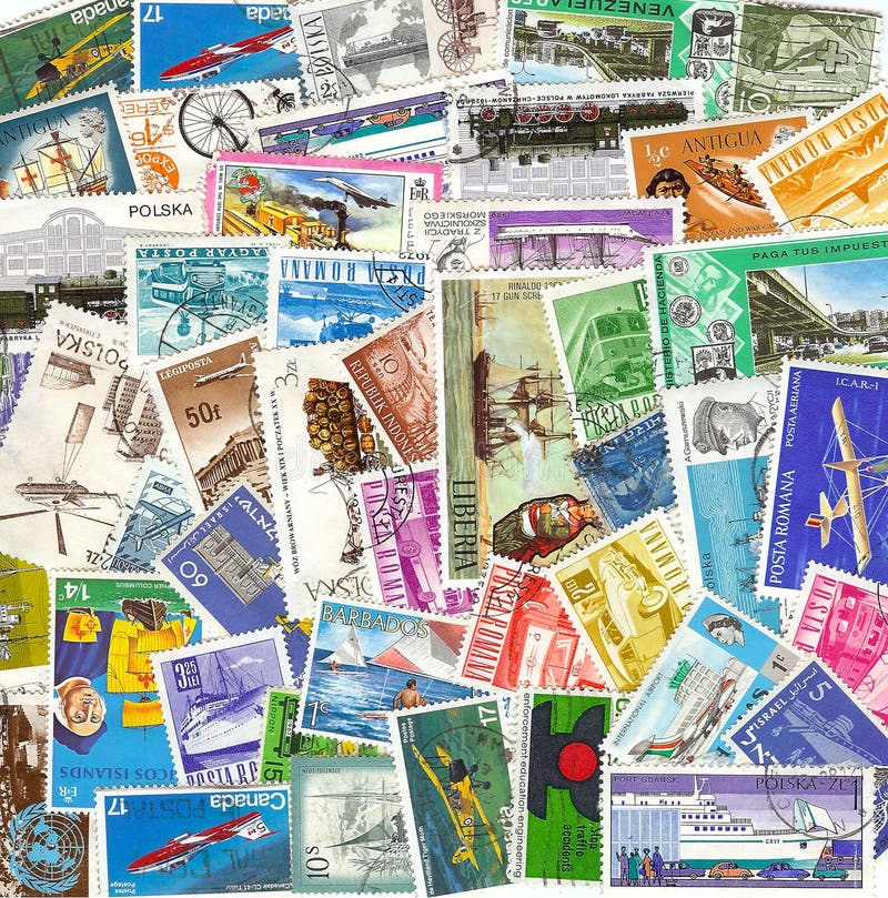 Collection of Vintage Transportation Stamps from D Editorial Image ...