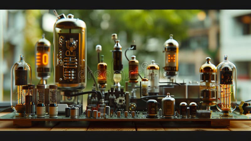 A Collection of Vintage Tubes on a Table Stock Image - Image of battery ...