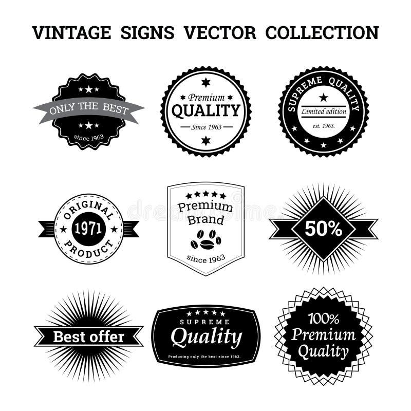 Collection of Vintage Vector Logos and Signs Stock Vector ...