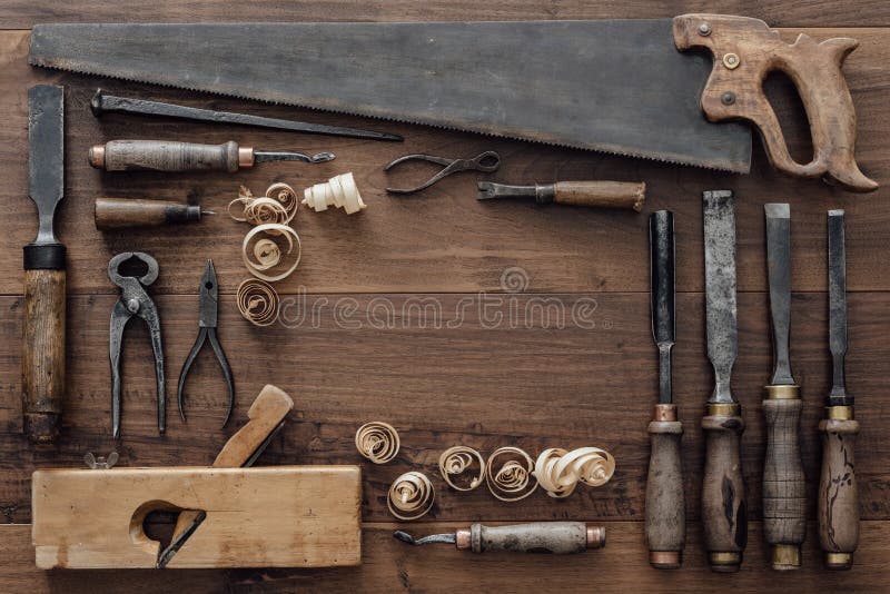 Collection of Vintage Woodworking Tools Stock Photo - Image of ...