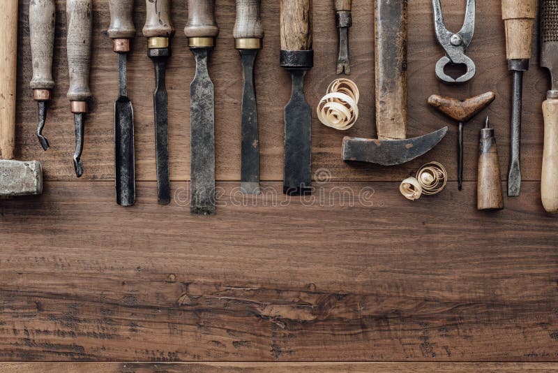 Collection of Vintage Woodworking Tools Stock Image - Image of ...