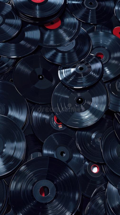 A Collection of Vinyl Records Displayed in Stacks Stock Illustration ...