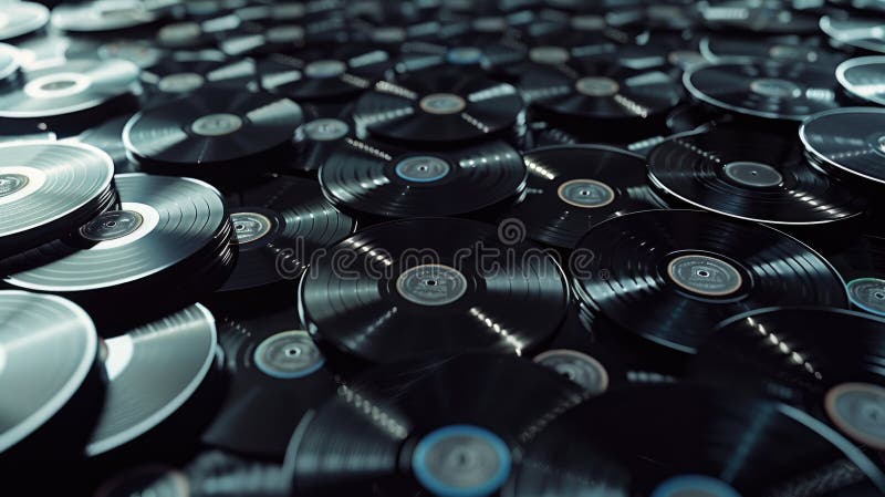 A Collection of Vinyl Records Displayed in Stacks Stock Illustration ...