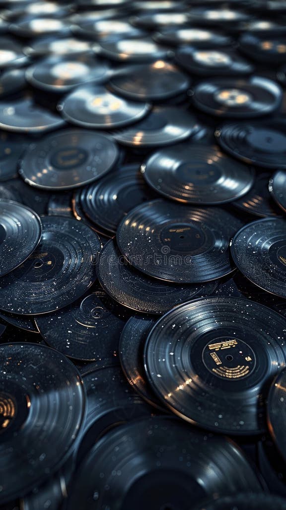 A Collection of Vinyl Records Displayed in Stacks Stock Illustration ...