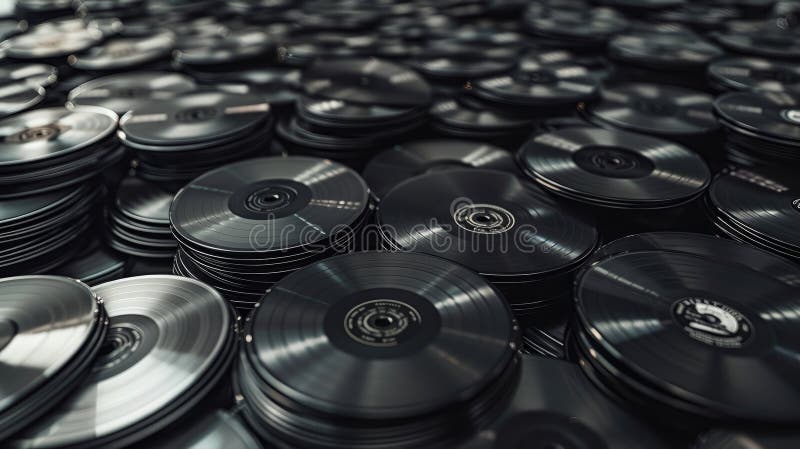 A Collection of Vinyl Records Displayed in Stacks Stock Illustration ...