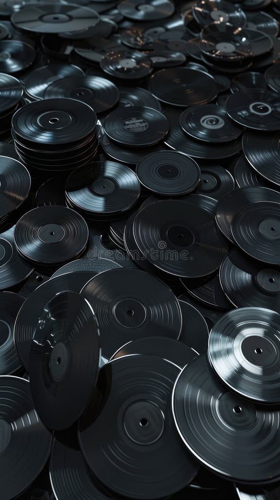 A Collection of Vinyl Records Displayed in Stacks Stock Illustration ...