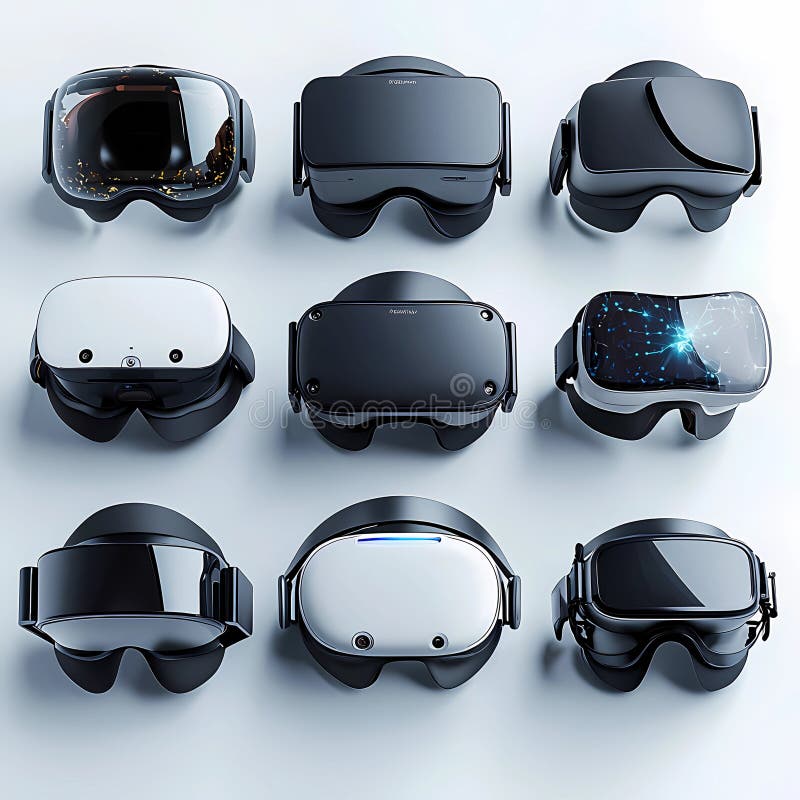 Collection of Virtual Reality Headsets and Controllers Arranged Neatly ...