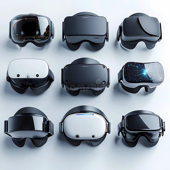 Collection of Virtual Reality Headsets and Controllers Arranged Neatly ...