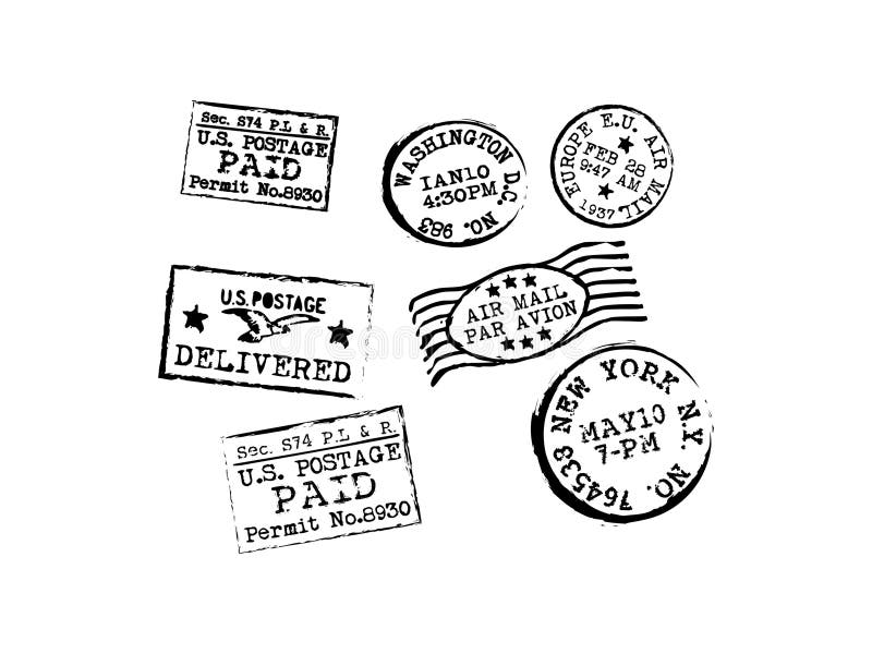 Collection of Visa Stamp Icons for Passports, Travel, Immigration Stock ...