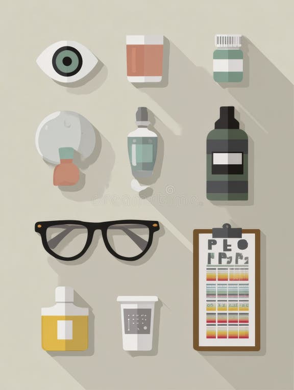 Vision-related Items Such As Eye Drops, Spectacles, and an Eye Chart in ...