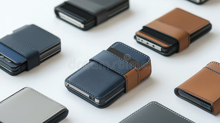 A Collection of Wallets with Different Colors and Designs Stock Photo ...