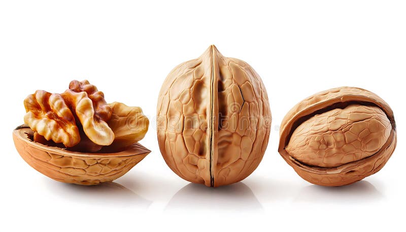 Walnuts Displayed in Varying Orientations Highlighting Their Textured ...
