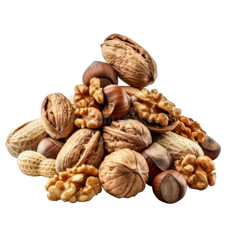 A Collection of Walnuts, Hazelnuts, and Peanuts Stock Photo ...