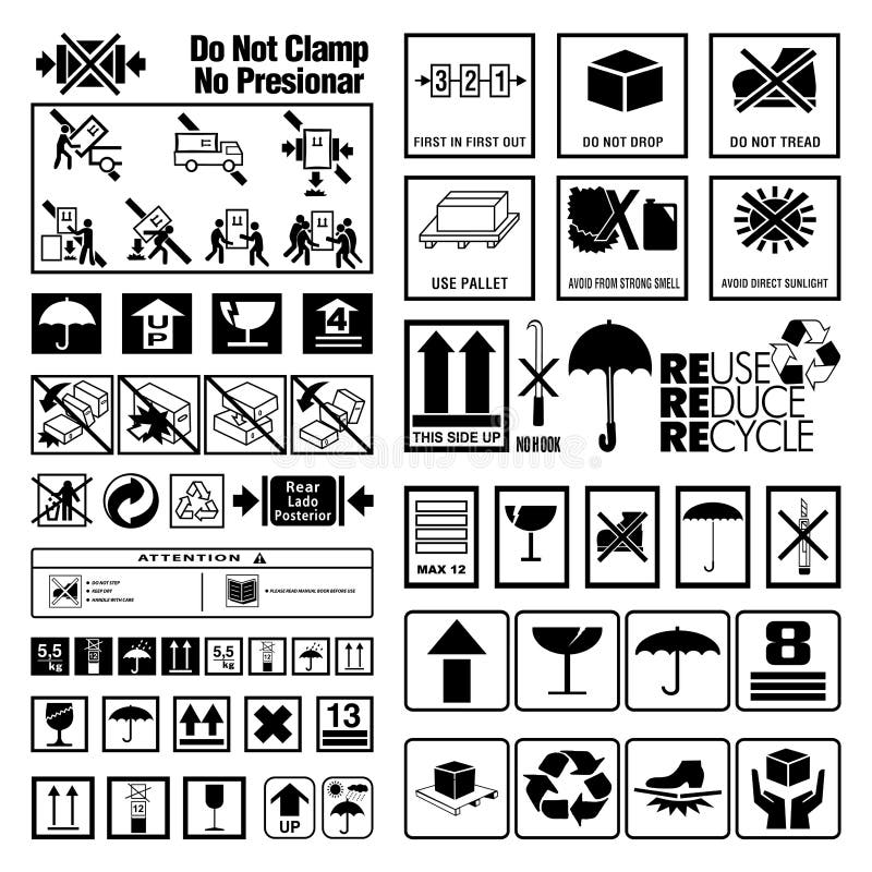 Collection of Warning and Instruction Symbols Stock Vector ...