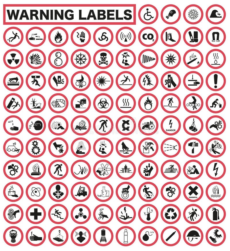Collection of Warning and Safety Signs. Set of Safety and Caution Signs ...