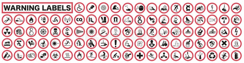 Collection of Warning and Safety Signs. Set of Safety and Caution Signs ...