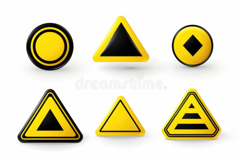 Collection of Warning Signs on a White Backdrop. Suitable for Safety ...