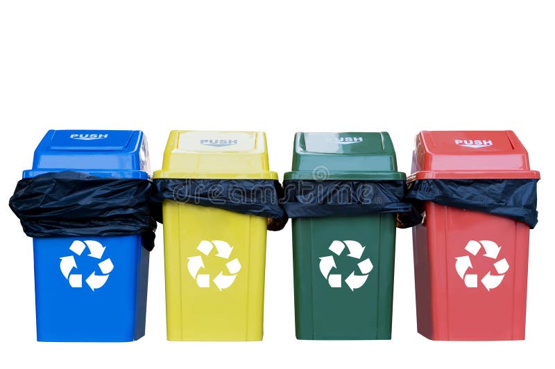 Collection Waste Bins Full Different Types Garbage Recycling Separate ...