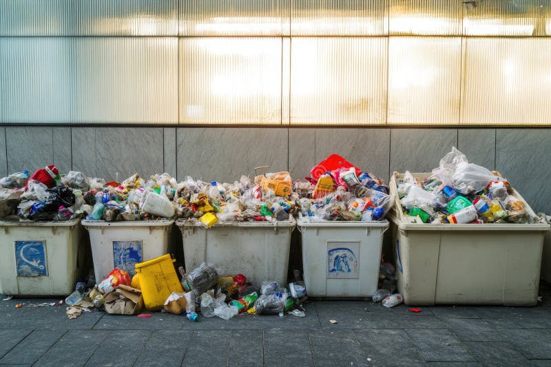 Collection of Waste Bins Side by Side Stock Image - Image of public ...