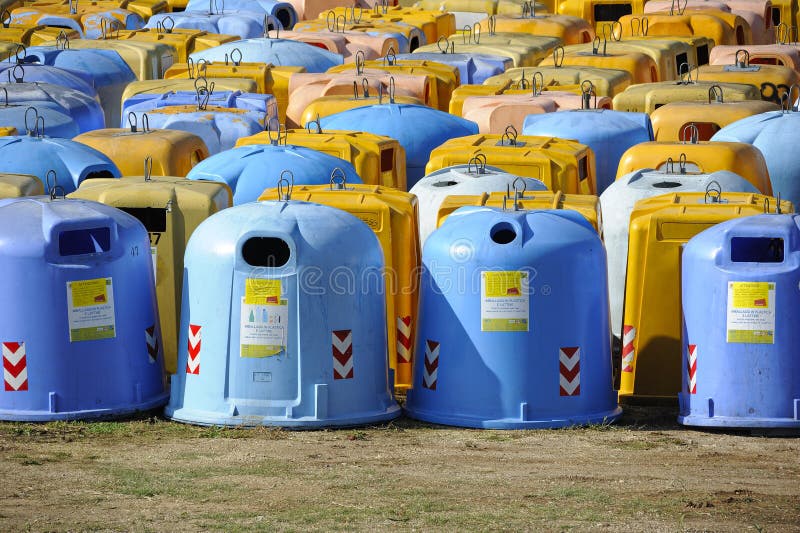 Italian Bins for the Separate Collection of Paper, Plastic, Cans Stock ...