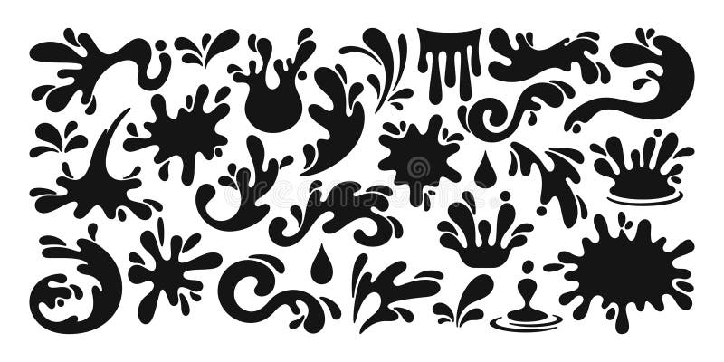 Collection of Water Splash and Drops Elements, Different Swirling and ...