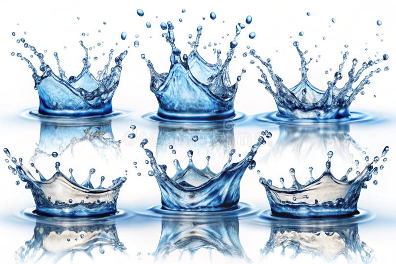 Water Splashes Collection Isolated on White Background Stock ...