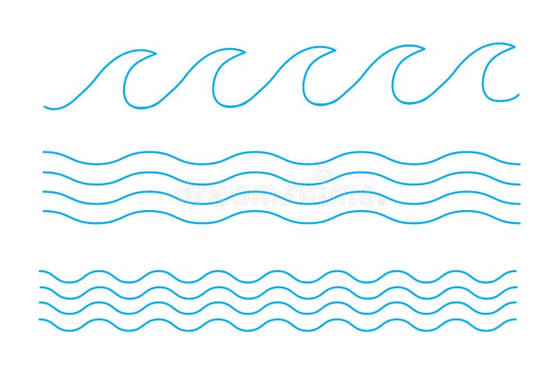 Collection of Water Wave. Sea Wave. Line Water Wave. Vector ...
