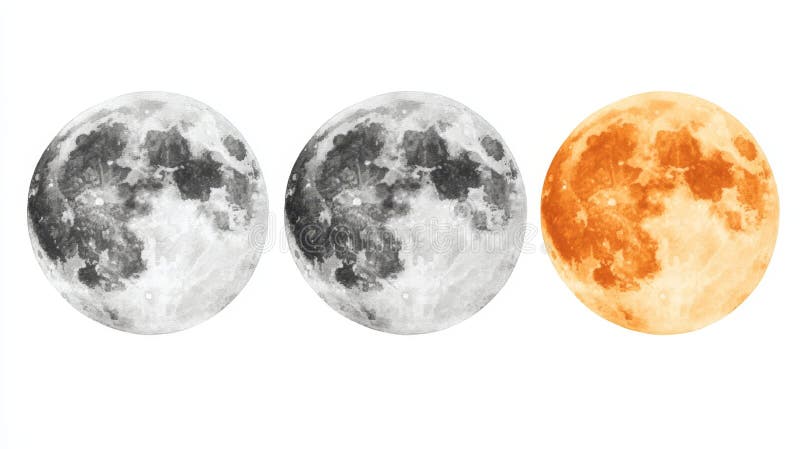 A Collection of Watercolor Illustrations Showcasing Full Moons in ...