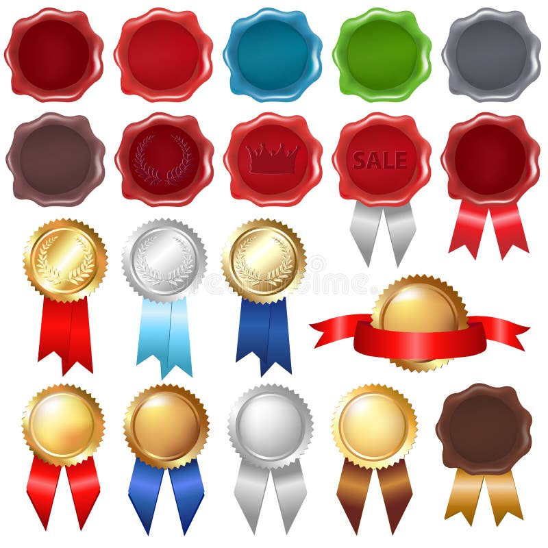 Collection Wax Seal and Award Ribbons. Vector Stock Vector ...