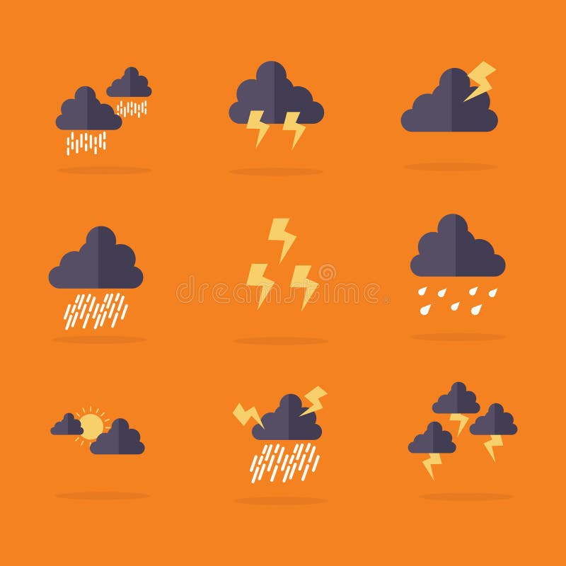 Collection of Weather Set Vector Flat Stock Vector - Illustration of ...