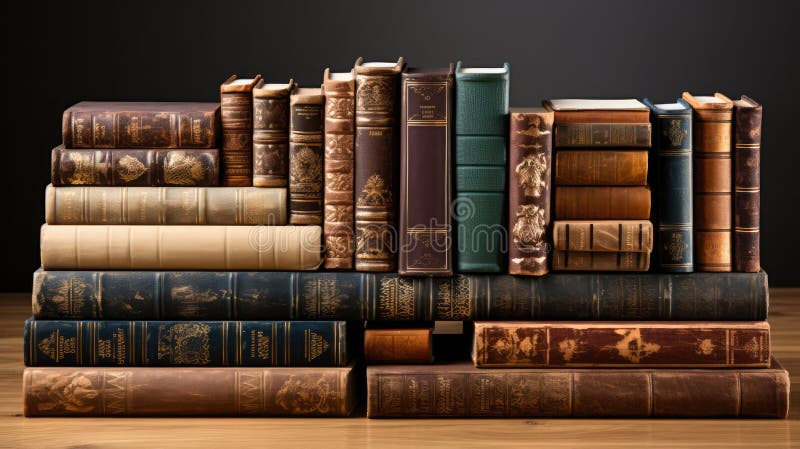 Collection of Weathered Old Books Gracing a Pristine Surface, Timeless ...