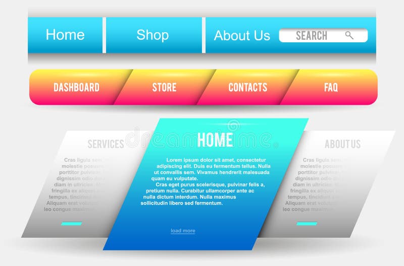 Collection of Web Buttons, Elements Set. Vector Templates, Banners and ...