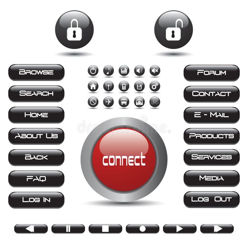 Collection of Web Buttons -EPS Vector- Stock Vector - Illustration of ...
