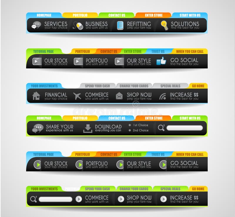 Web Menu Navigation Template Stock Vector - Illustration of buttons ...