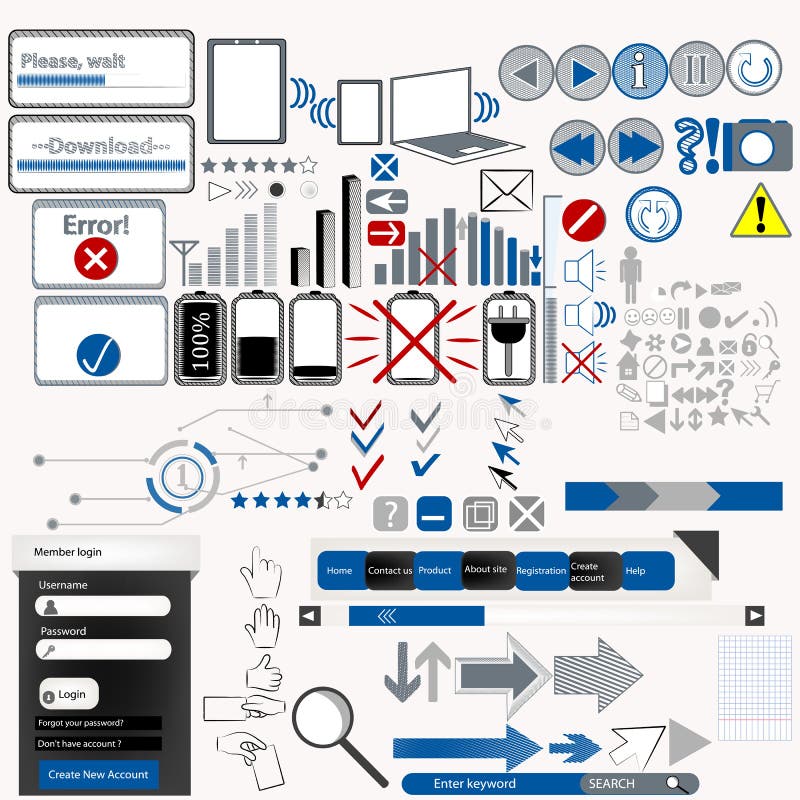 Collection of Web Icons for Design Stock Vector - Illustration of frame ...
